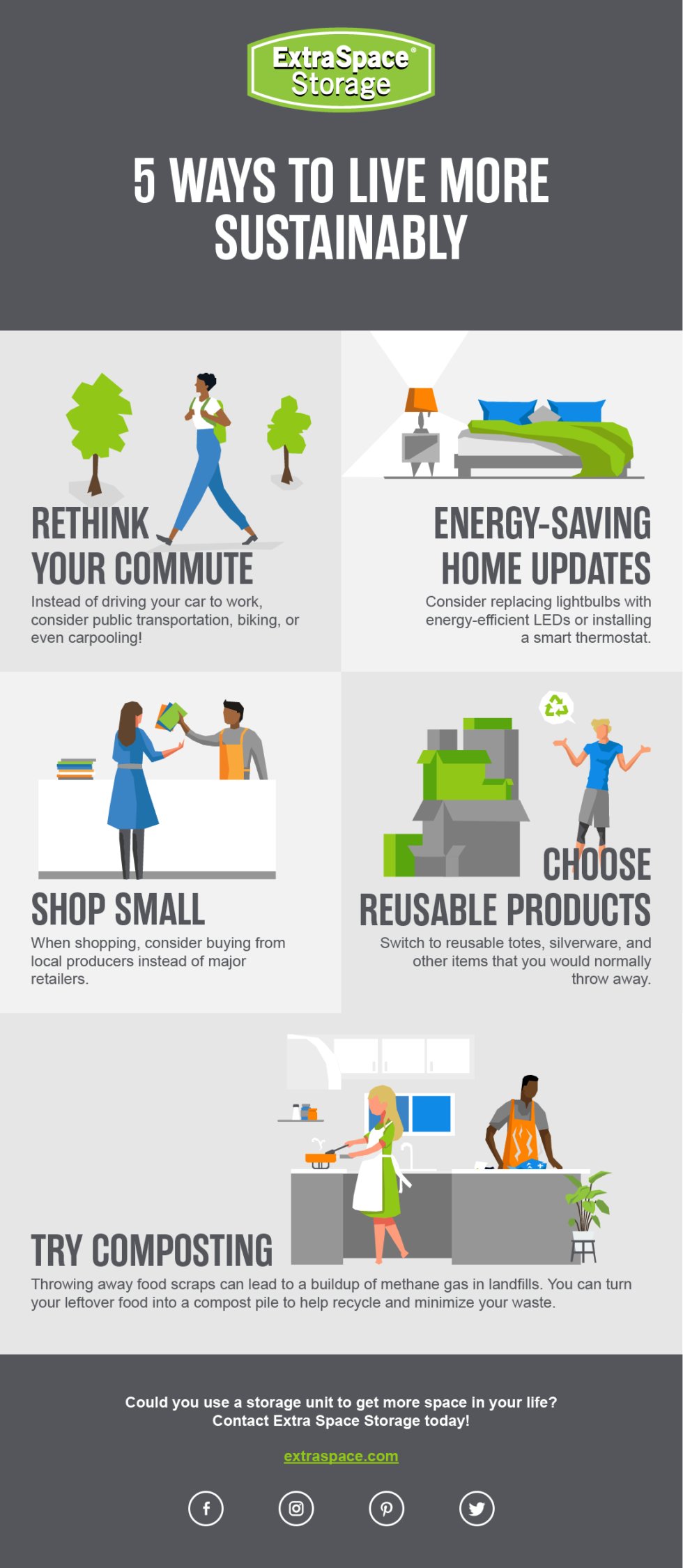 Infographic: 5 Tips for Sustainable Living | Extra Space Storage