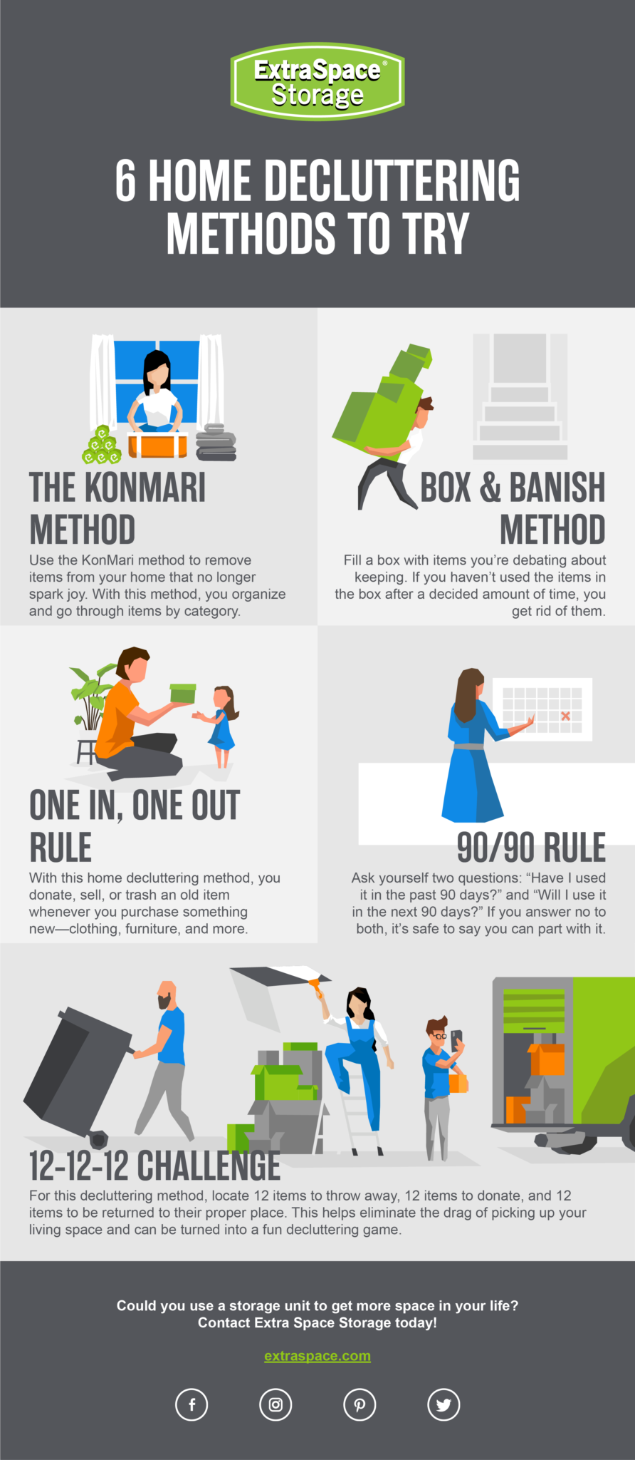 Infographic: 6 Home Decluttering Methods to Try | Extra Space Storage Infographic: 6 Home Decluttering Methods to Try | Extra Space Storage